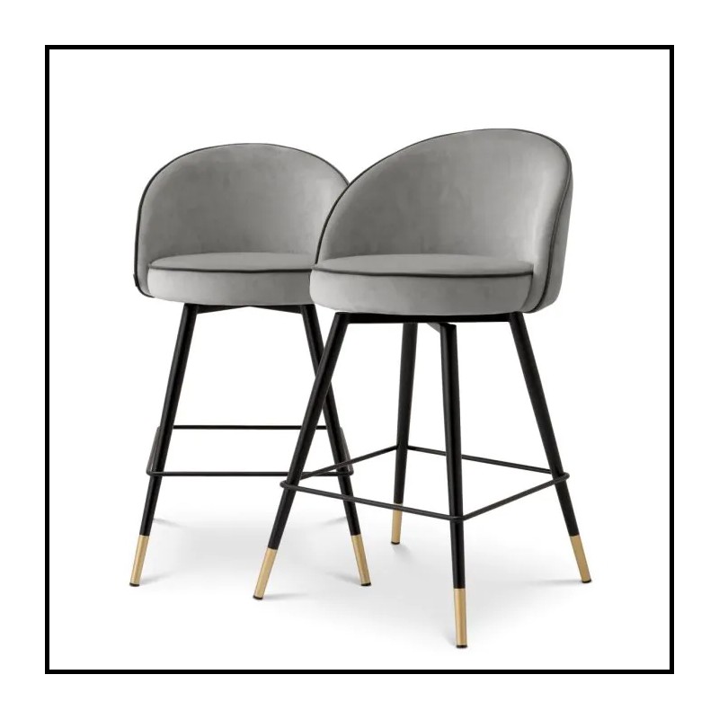 Counter Stool Grey Velvet 24- Cooper